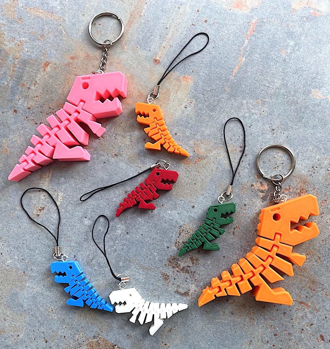 Flexi T-rex Dinosaur Keychain 3D Printed Keychain Dino - Etsy