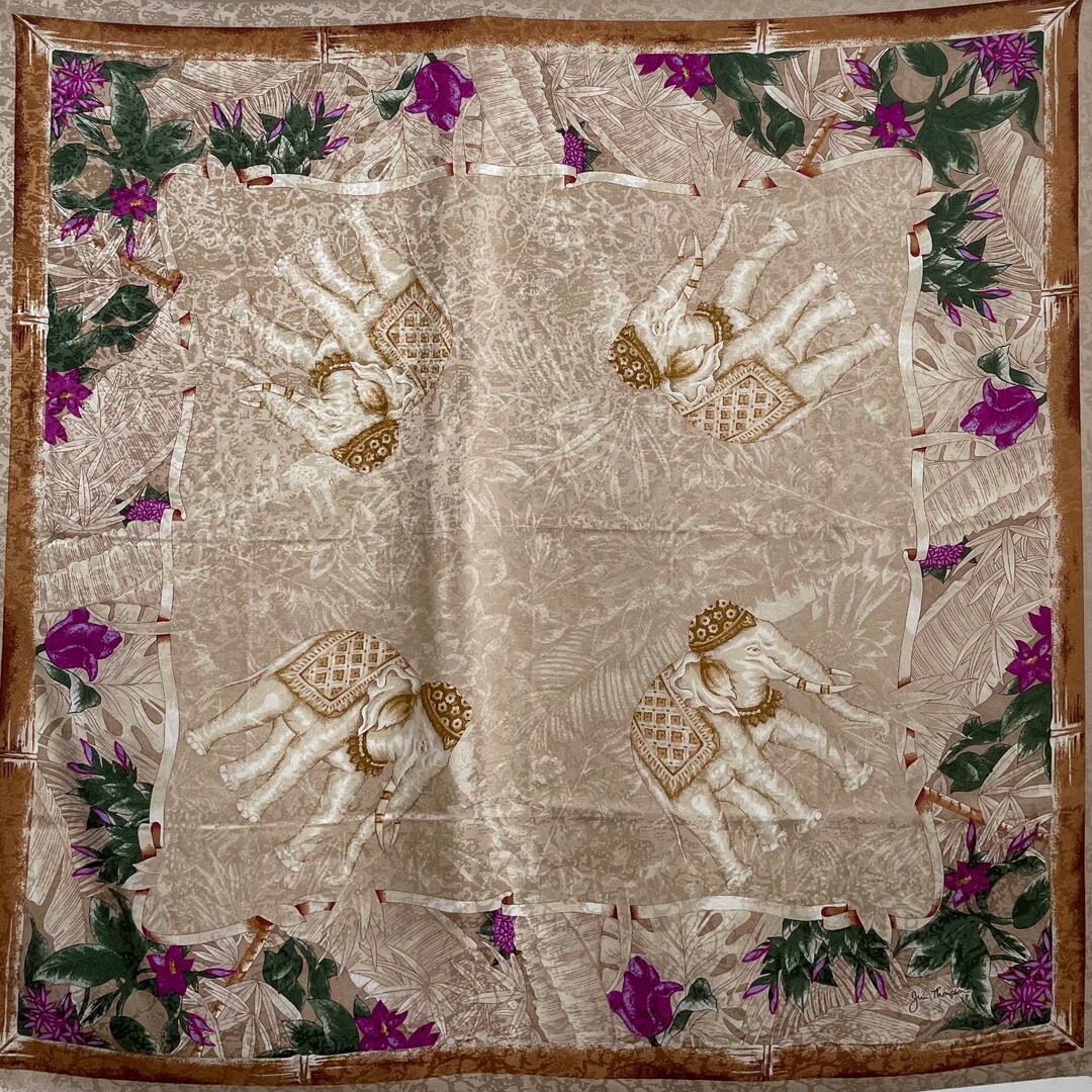 RARE Vintage Jim Thompson Elephant Tropical Jacquard Silk Designer ...