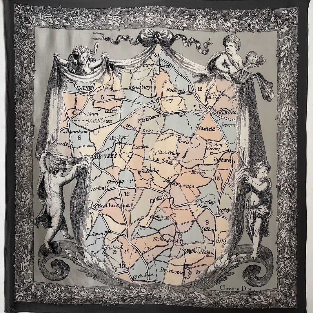 Christian Dior World Map Cupid Angle Classical Vintage Silk - Etsy UK