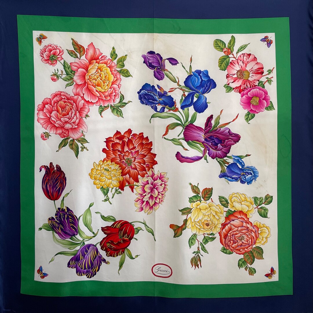 Vintage Gucci Classic Floral Silk Scarf Neckscarf Muffler - Etsy