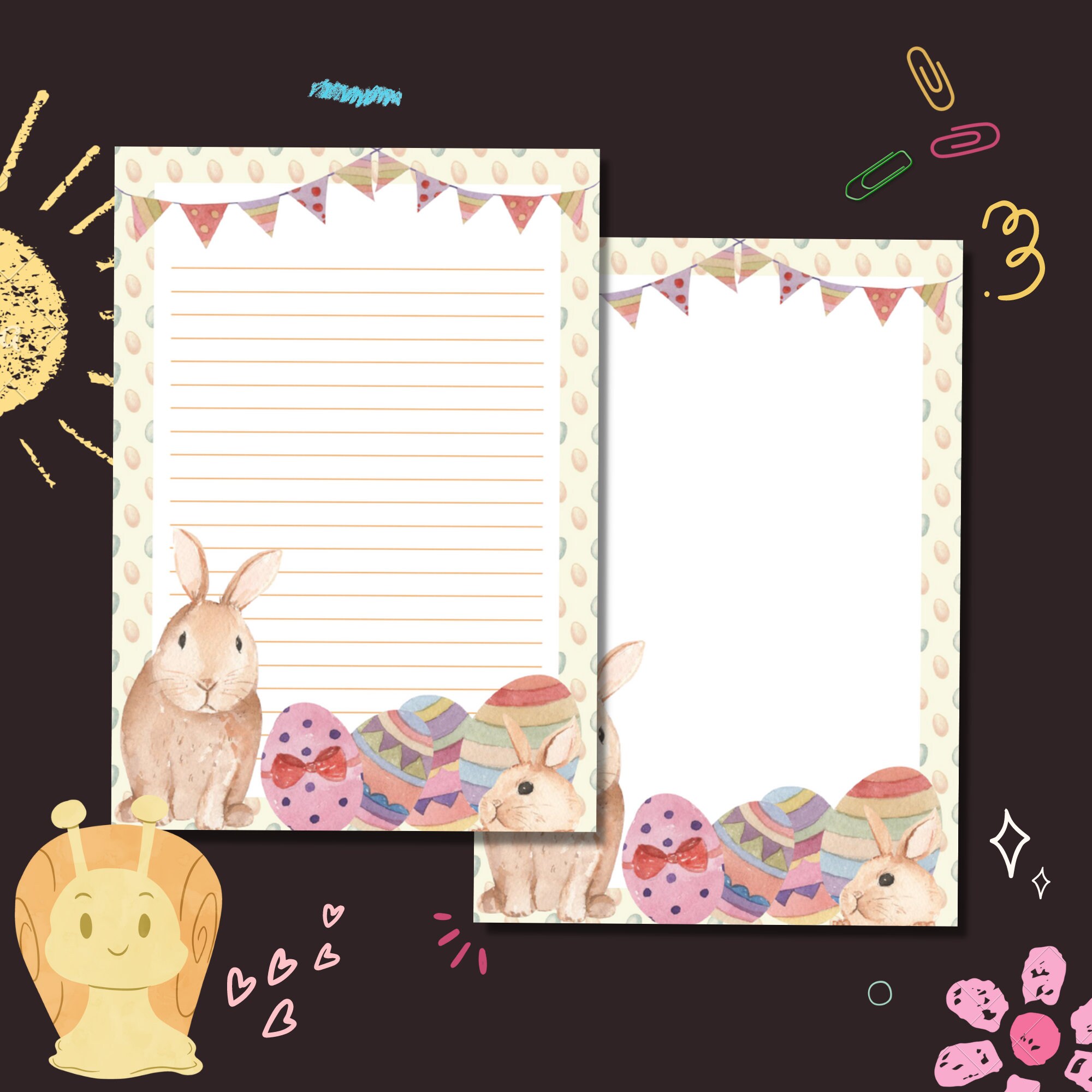 Easter Bunny - PDF Digital Download - Penpal Letter Writing Paper ...