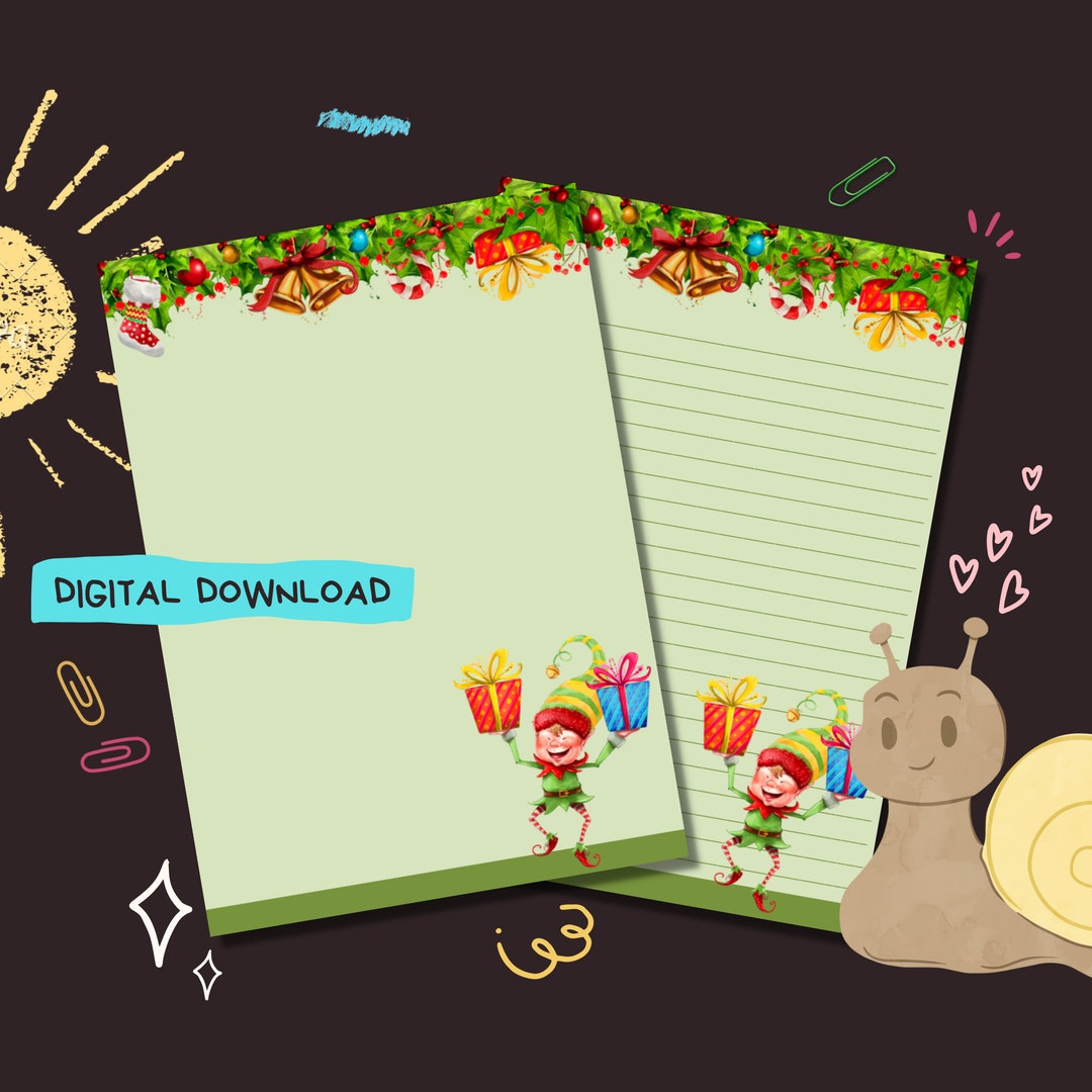 Present Elf - PDF Digital Download - Penpal Letter Writing Paper ...