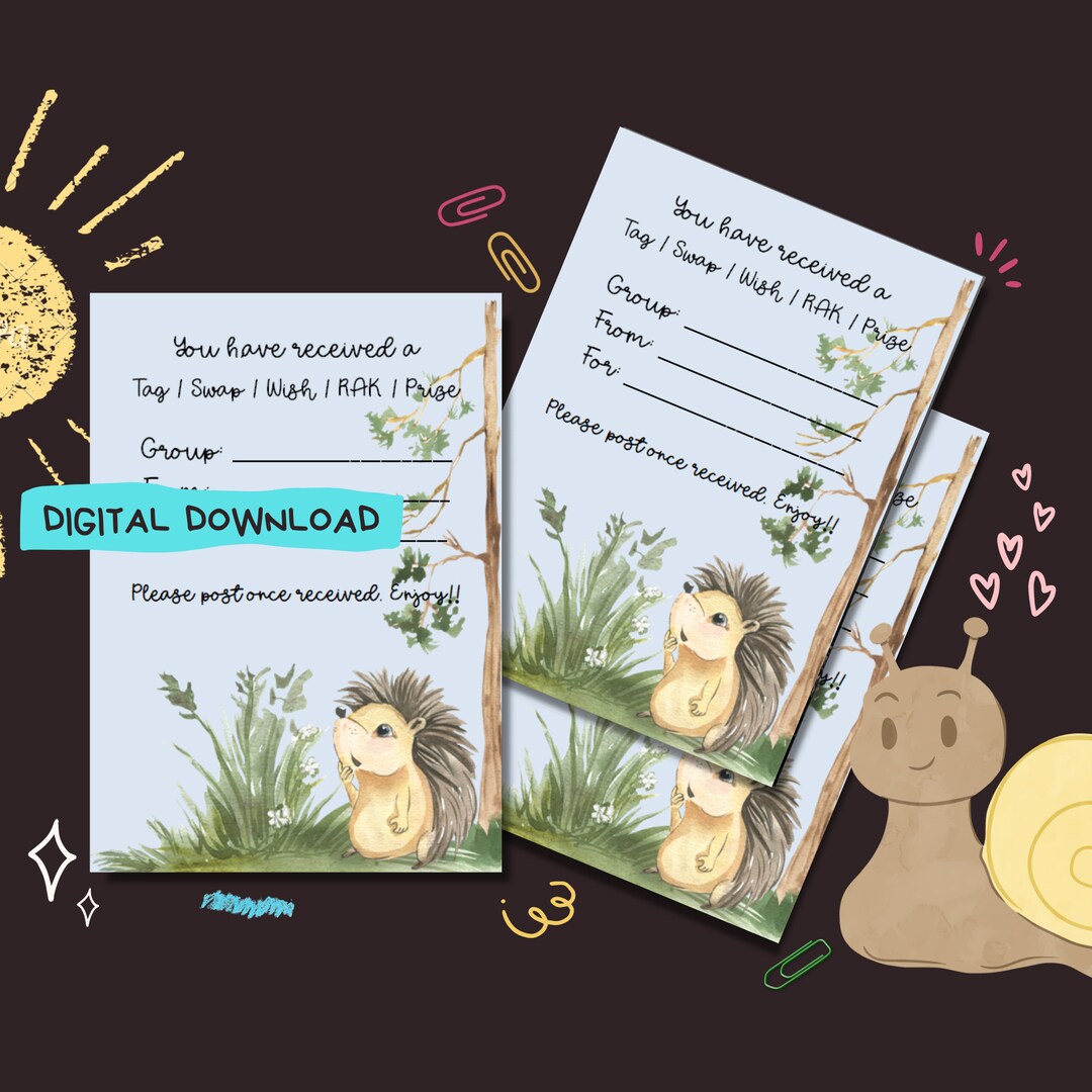 Heidi Hedgehog- PDF Digital Download - Print at Home Tag Inserts ...