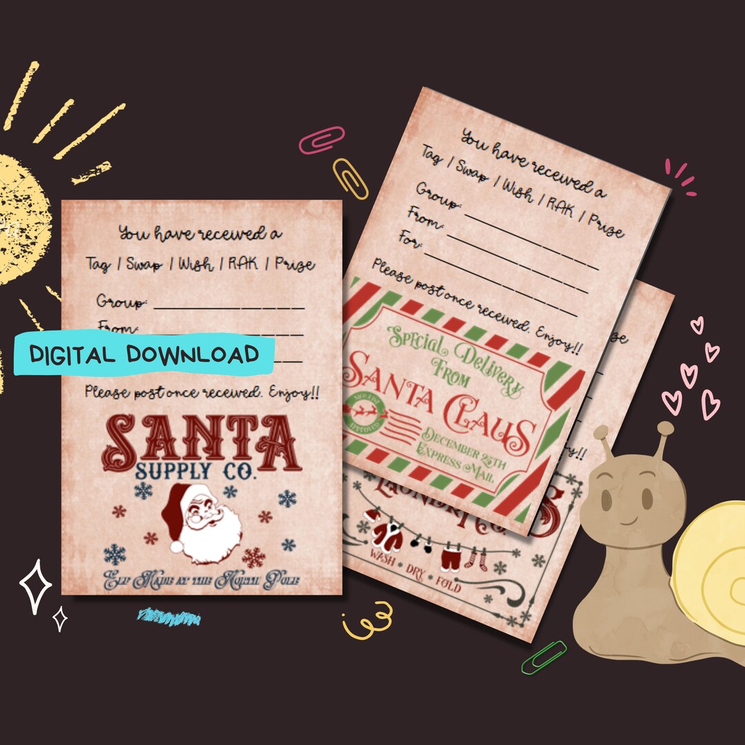 Vintage Santa Signs- PDF Digital Download - Print at Home Tag Inserts ...