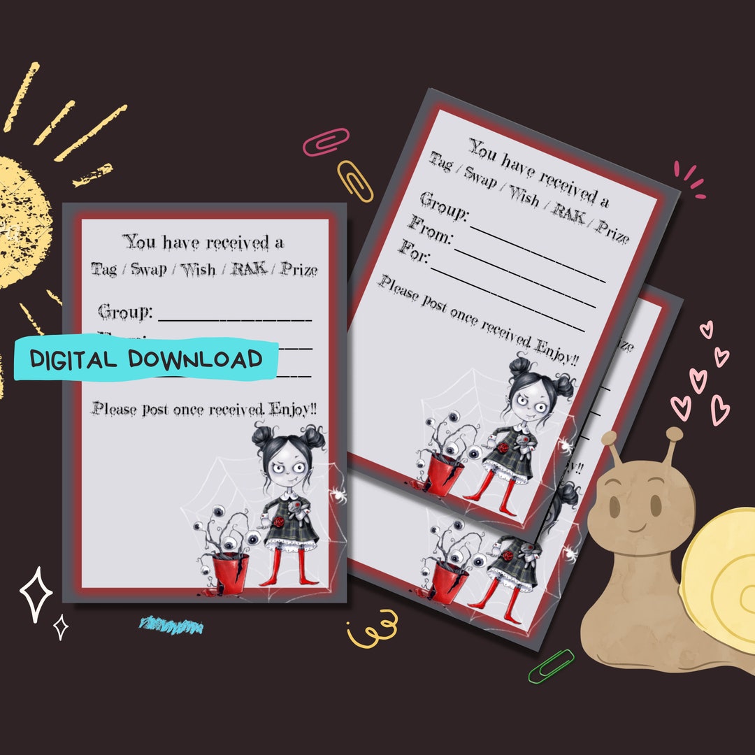 Vampire Girl PDF Digital Download Print at Home Tag Inserts Penpal ...