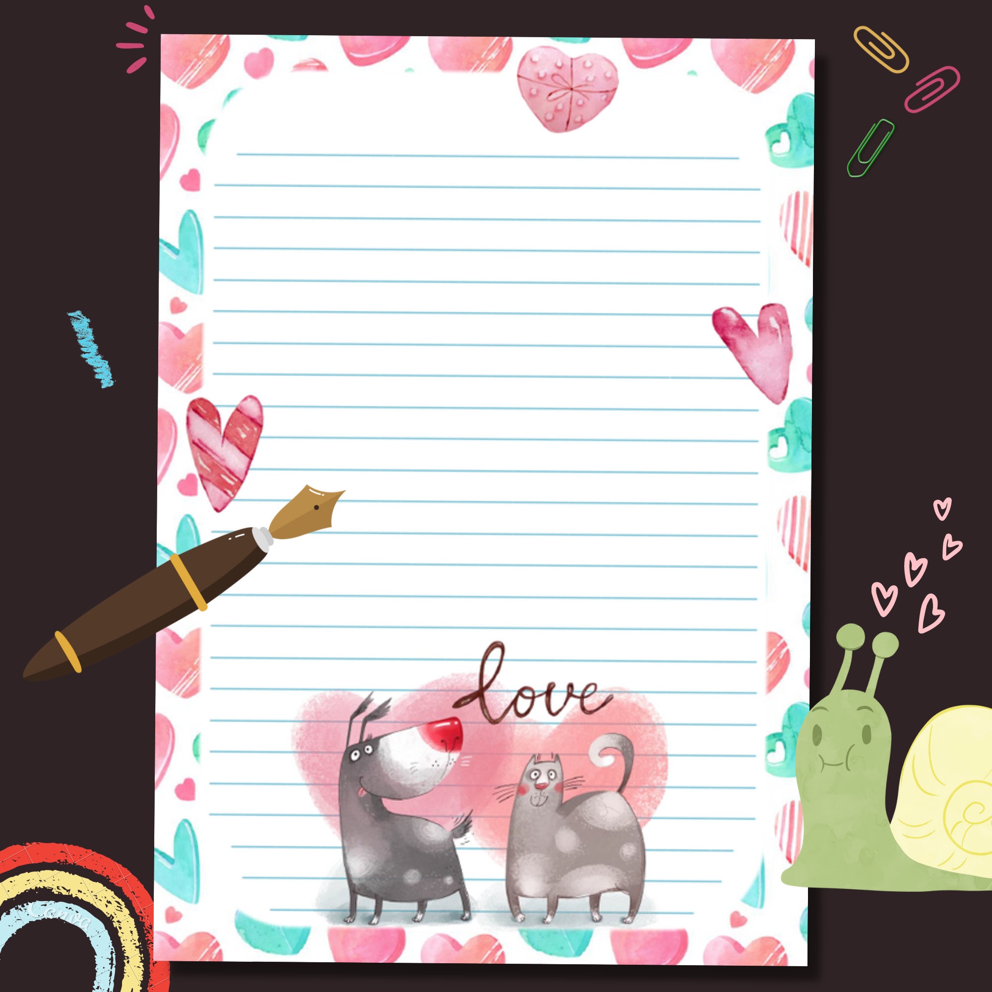 Love Is... PDF Digital Download Penpal Letter Writing Paper Instant ...