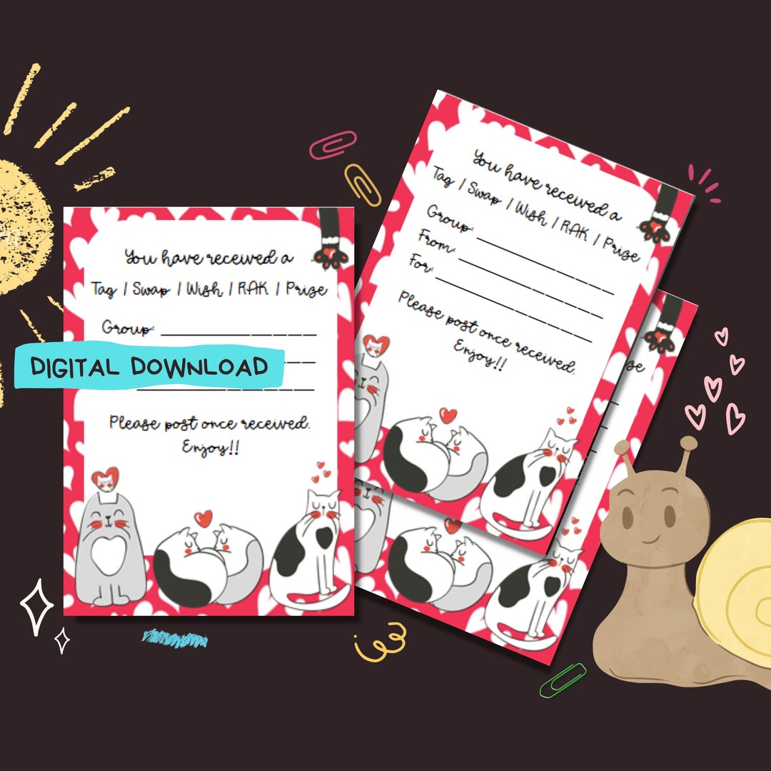 Meow - PDF Digital Download - Print at Home Tag Inserts - Penpal ...