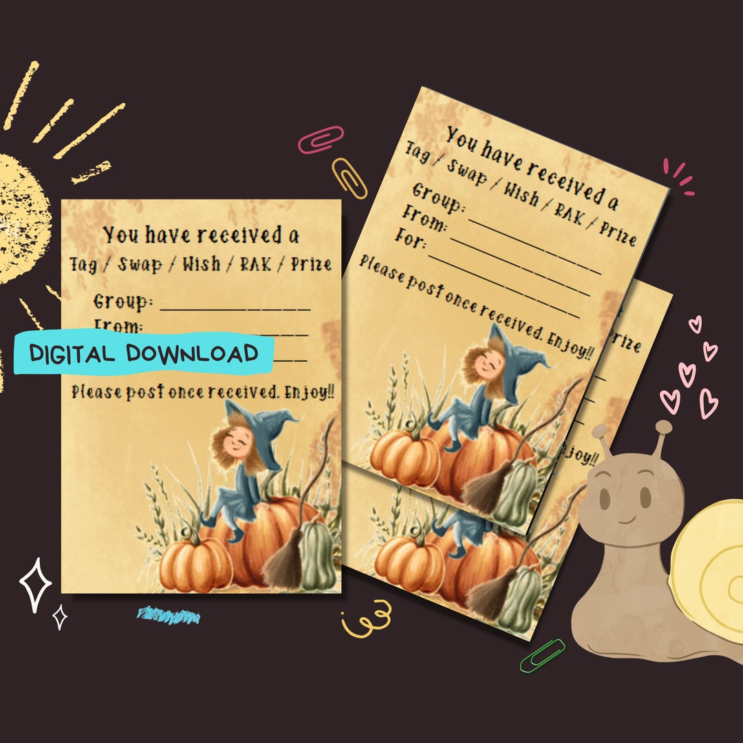 Pumpkin Witch - PDF Digital Download - Print at Home Tag Inserts ...