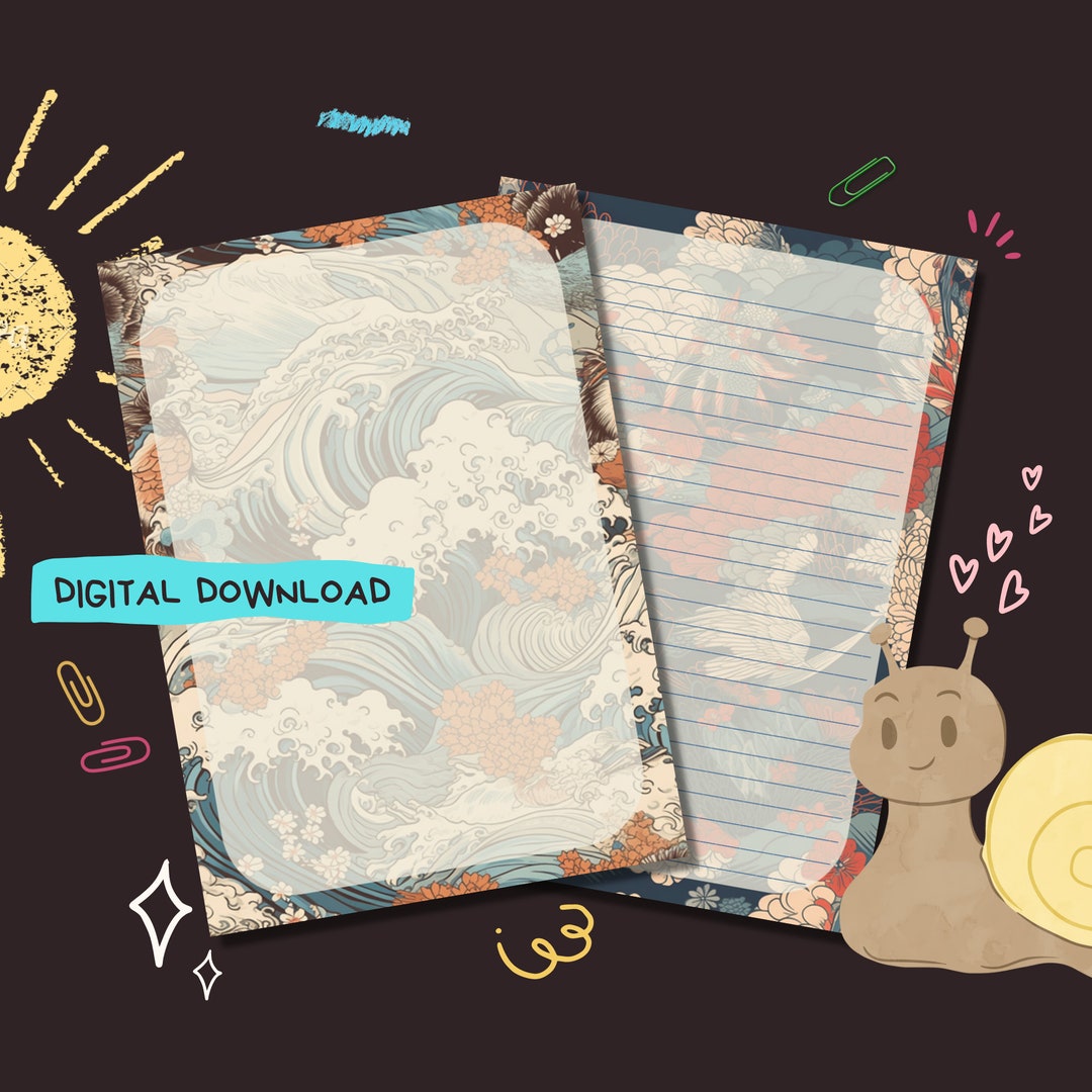 Japanese Stlye Art - PDF Digital Download - Penpal Letter Writing Paper ...