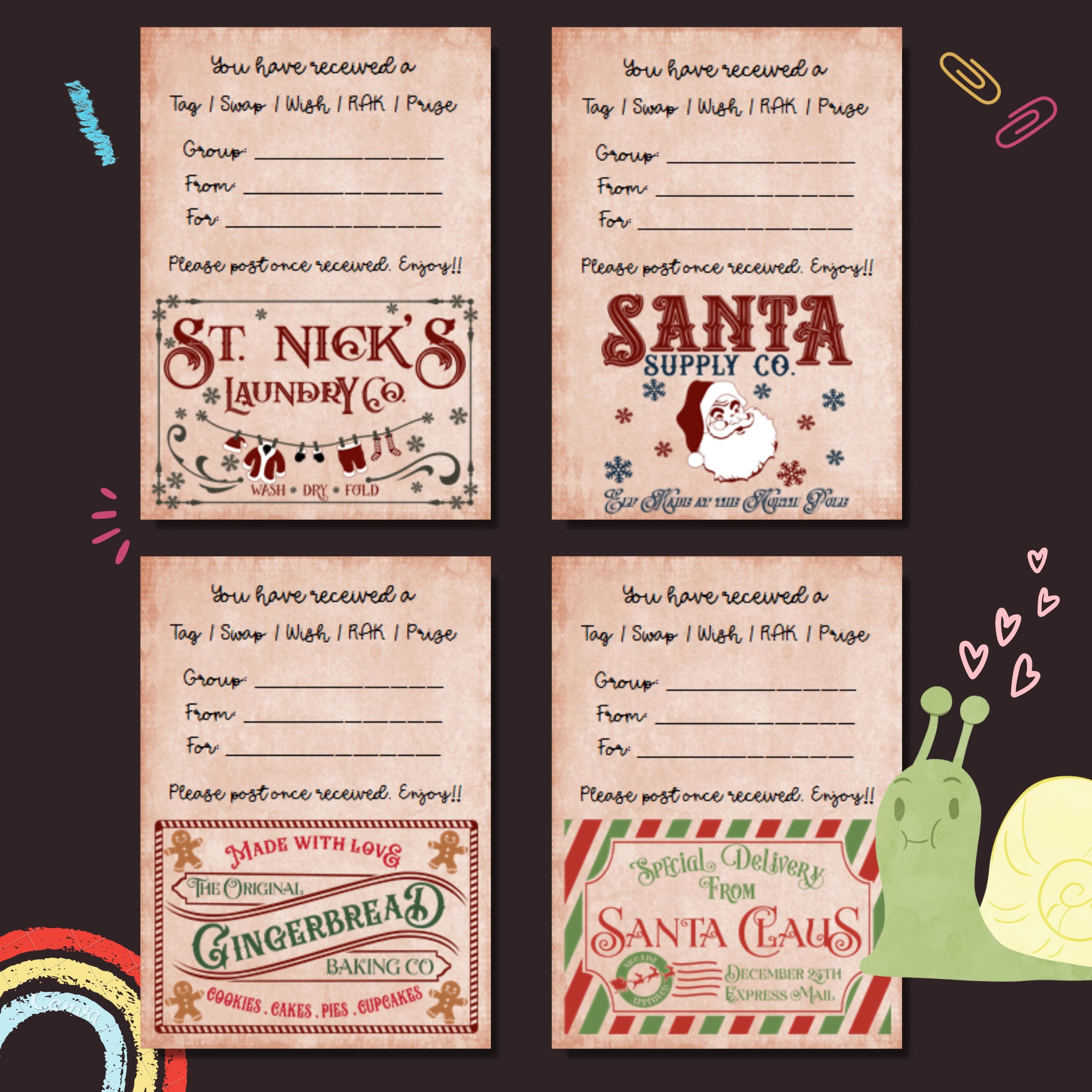 Vintage Santa Signs- PDF Digital Download - Print at Home Tag Inserts ...