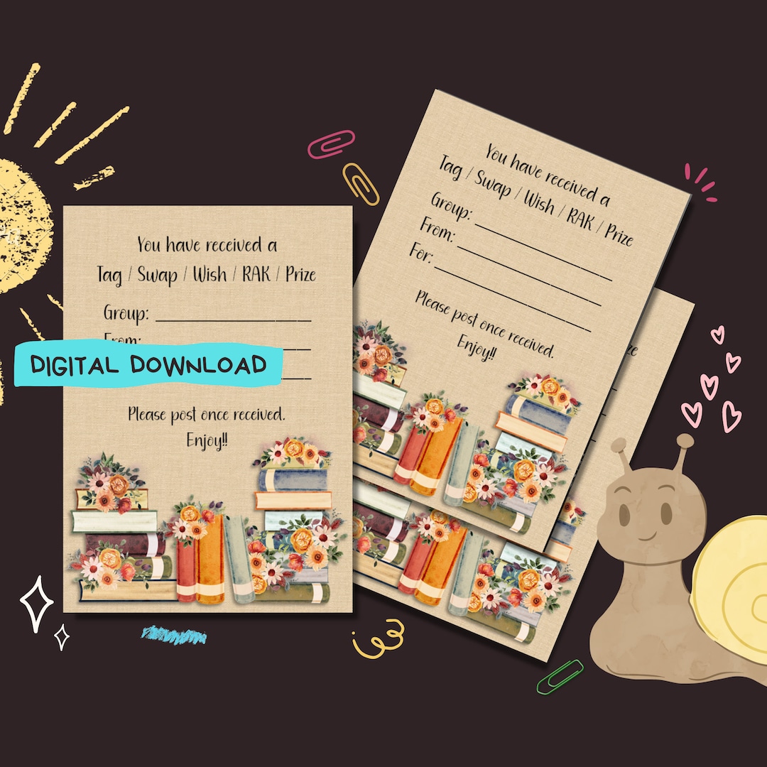 Summer Books PDF Digital Download, Print at Home Tag Inserts, Penpal ...