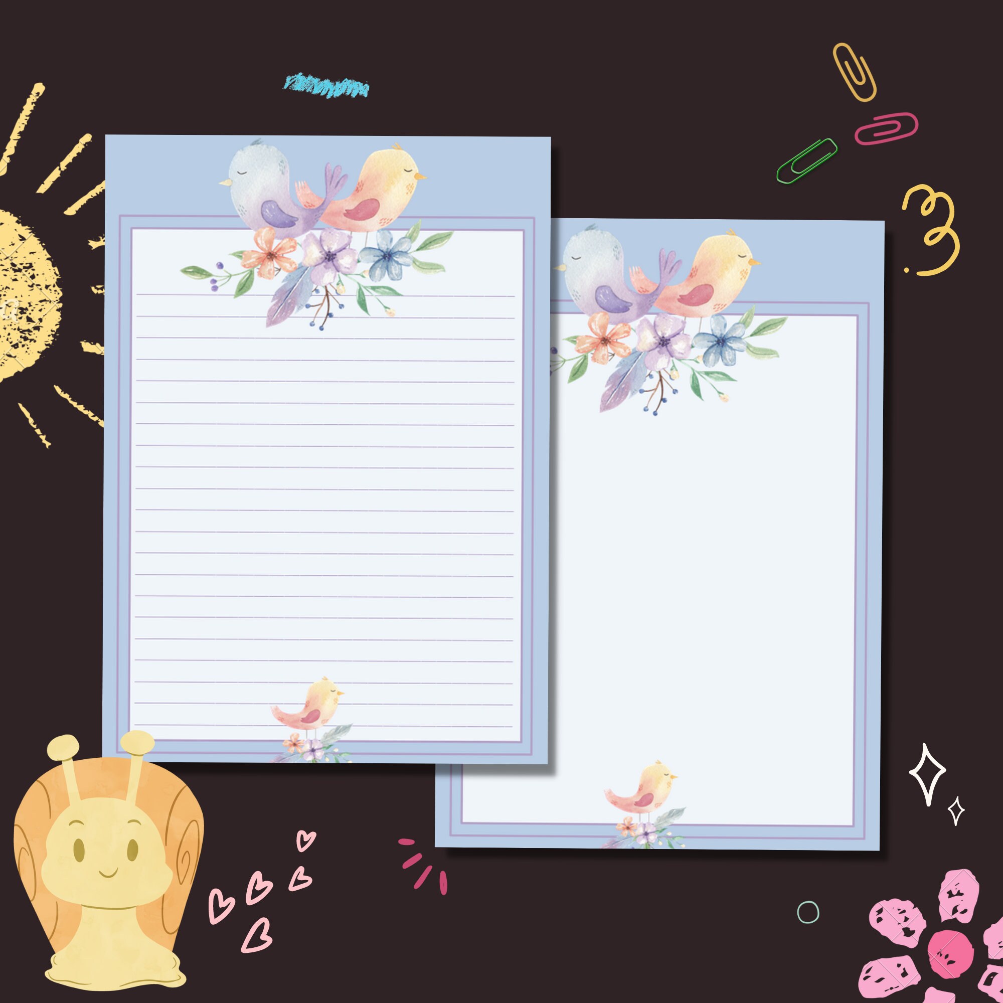 Spring Birds PDF Digital Download Penpal Letter Writing Paper Instant ...