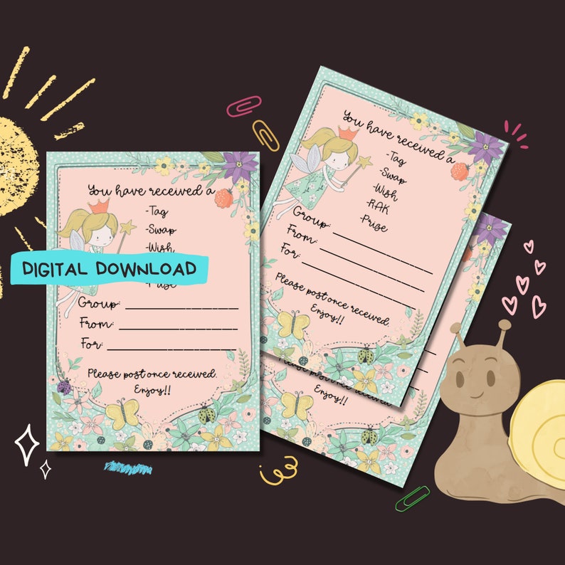 Flower Fairy PDF Digital Download, Print at Home Tag Inserts, Penpal ...