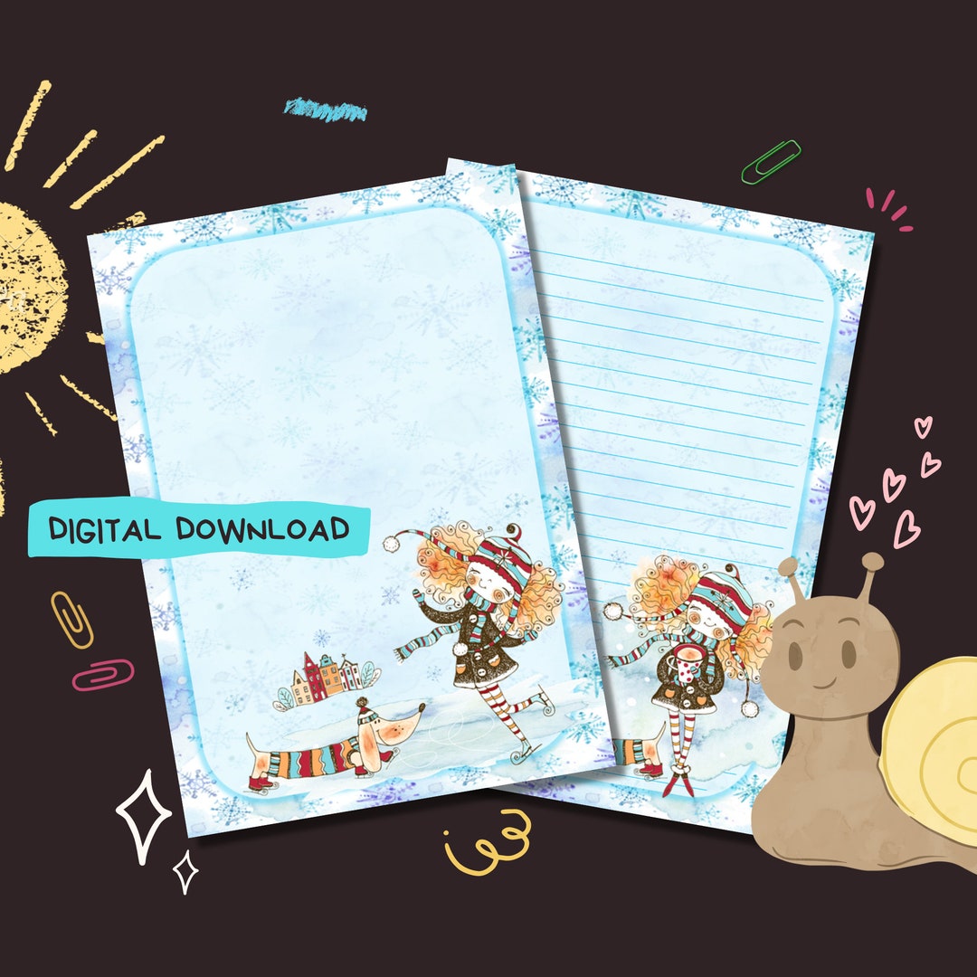 Cute Winter - PDF Digital Download - Penpal Letter Writing Paper ...