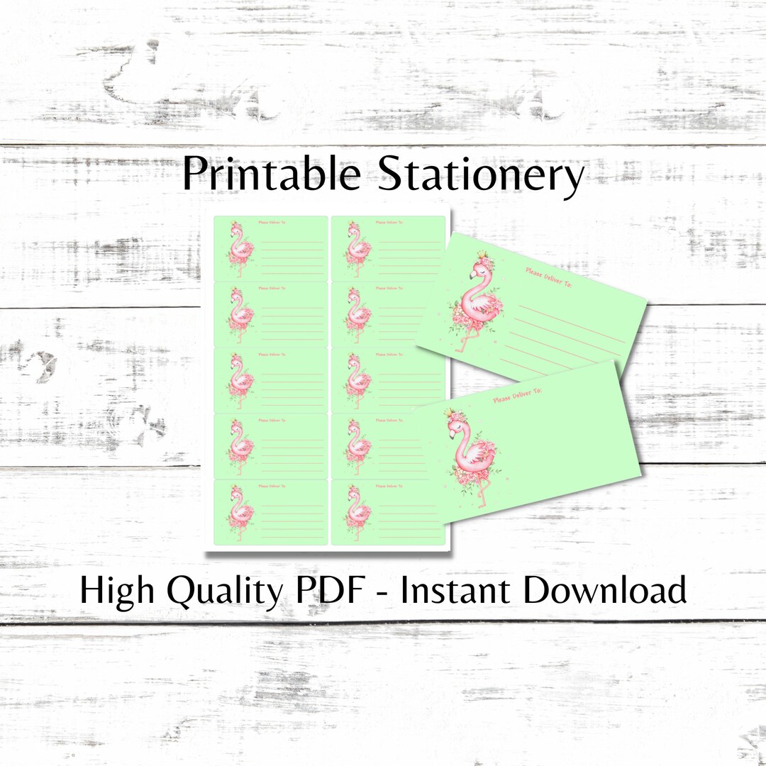 Cute Flamingo PDT Labels - Print at Home Please Deliver to Address ...