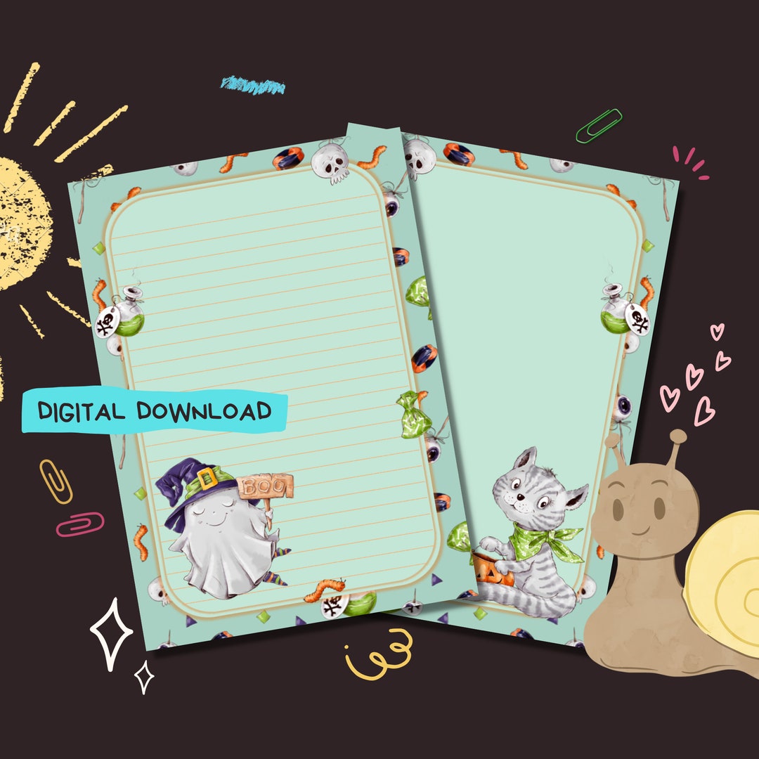 Spooky Friends - PDF Digital Download - Penpal Letter Writing Paper ...