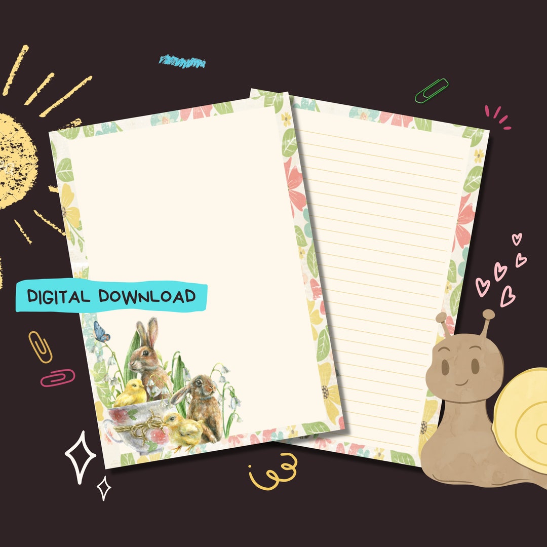 Watercolour Easter - PDF Digital Download - Penpal Letter Writing Paper ...