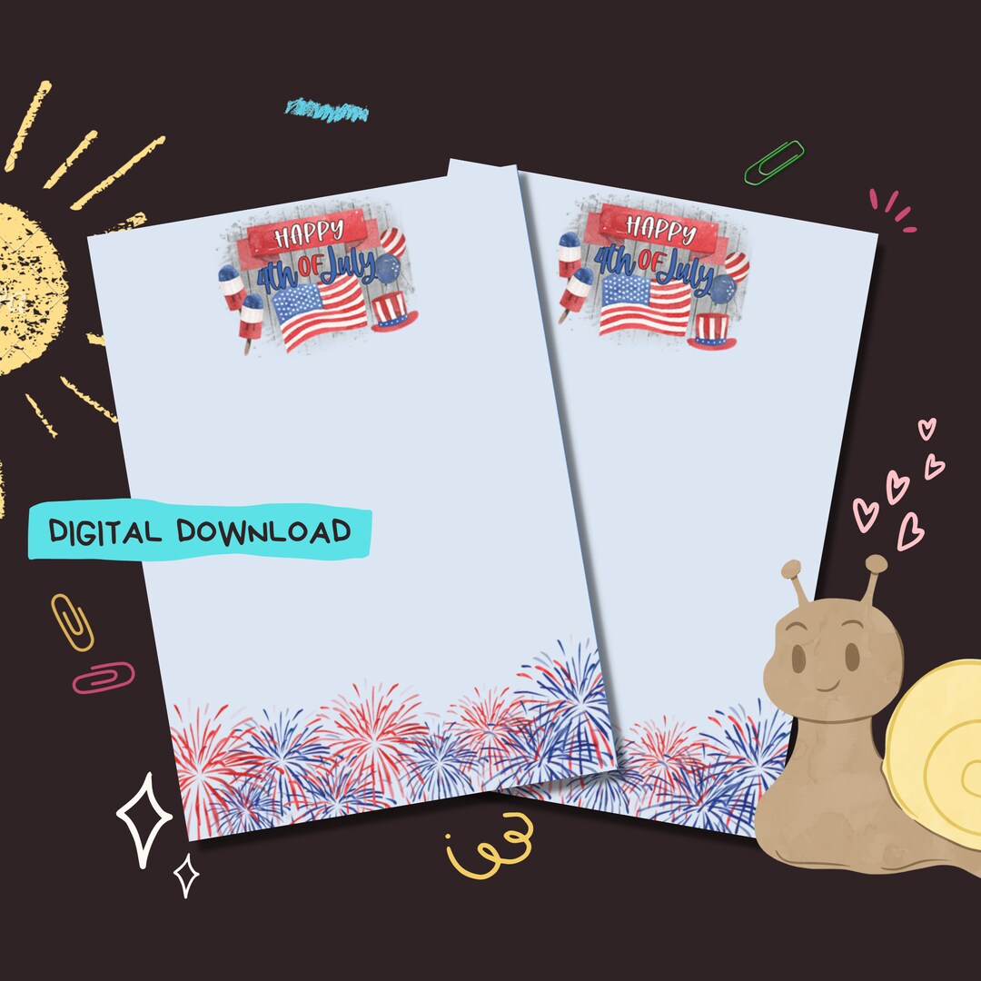 Happy 4th July - PDF Digital Download - Penpal Letter Writing Paper ...