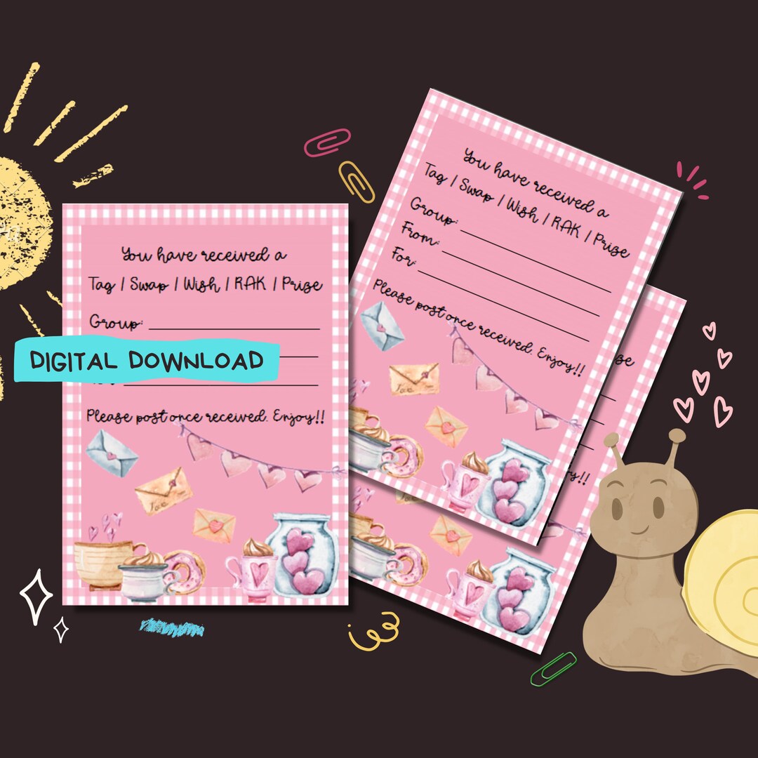Tea Party - PDF Digital Download - Print at Home Tag Inserts - Penpal ...