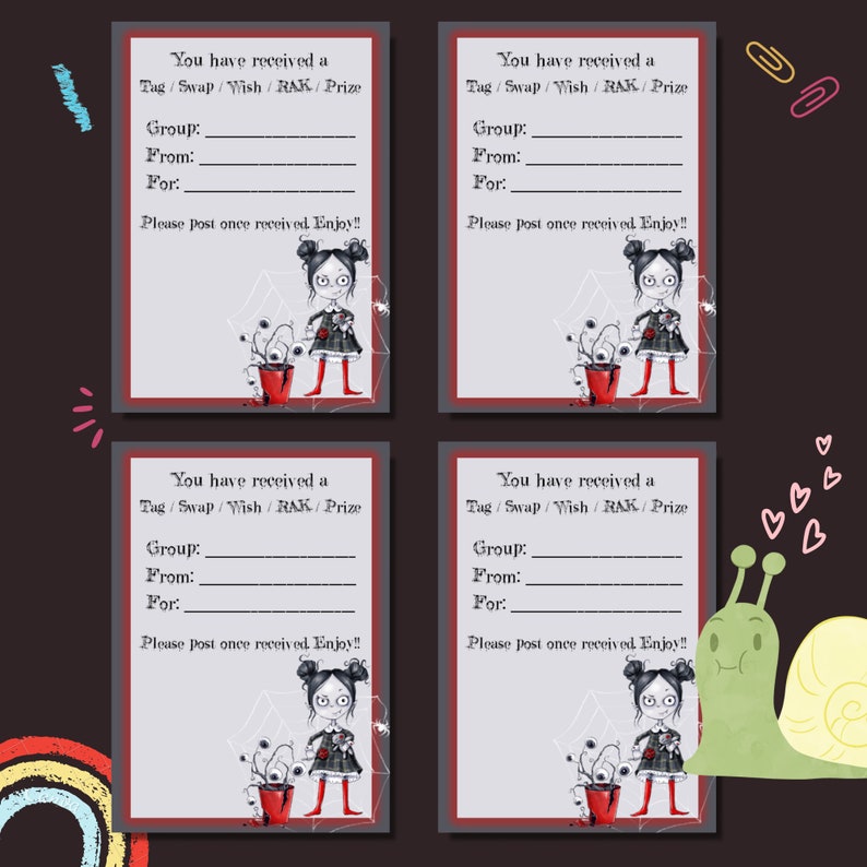 Vampire Girl PDF Digital Download Print at Home Tag Inserts Penpal ...