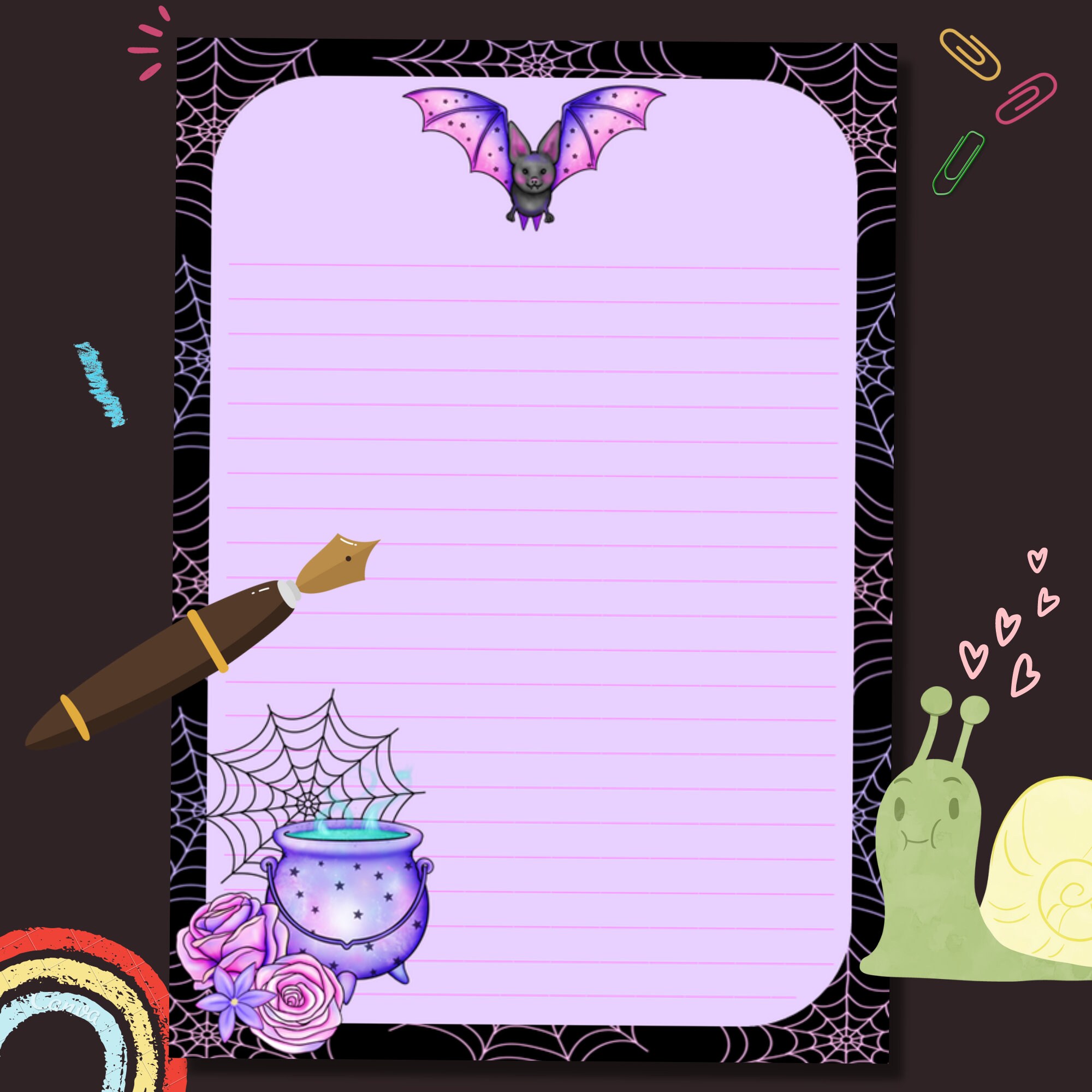 Magical Halloween - PDF Digital Download - Penpal Letter Writing Paper ...