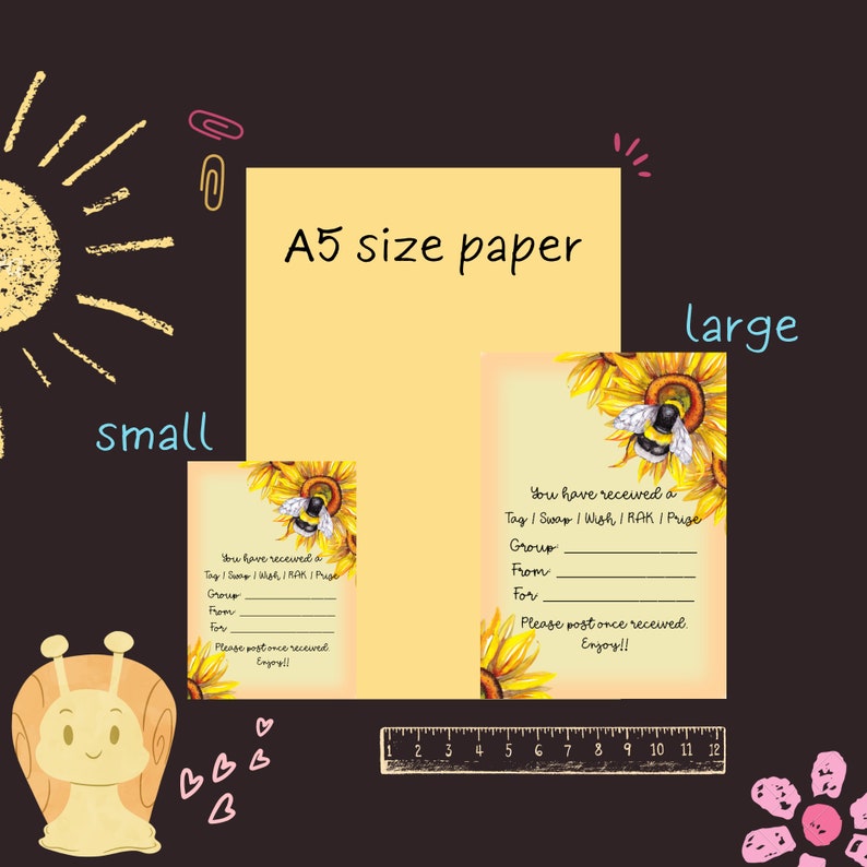 Sunflower Bee PDF Digital Download, Print at Home Tag Inserts, Penpal ...