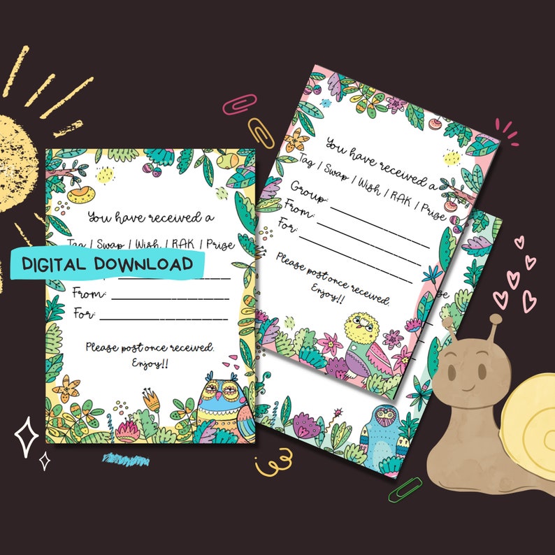 Floral Owls - PDF Digital Download - Print at Home Tag Inserts - Penpal ...