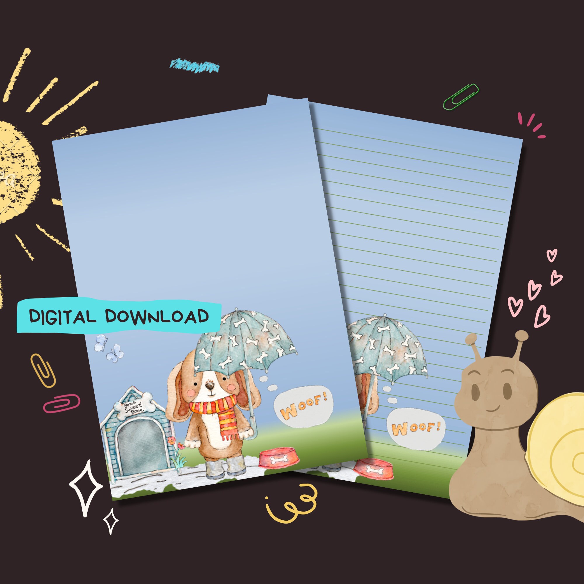 Dog Days PDF Digital Download Penpal Letter Writing Paper Instant ...