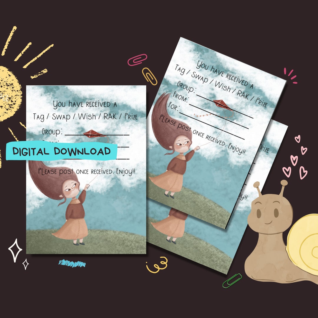 Fly a Kite PDF Digital Download Print at Home Tag Inserts Penpal ...