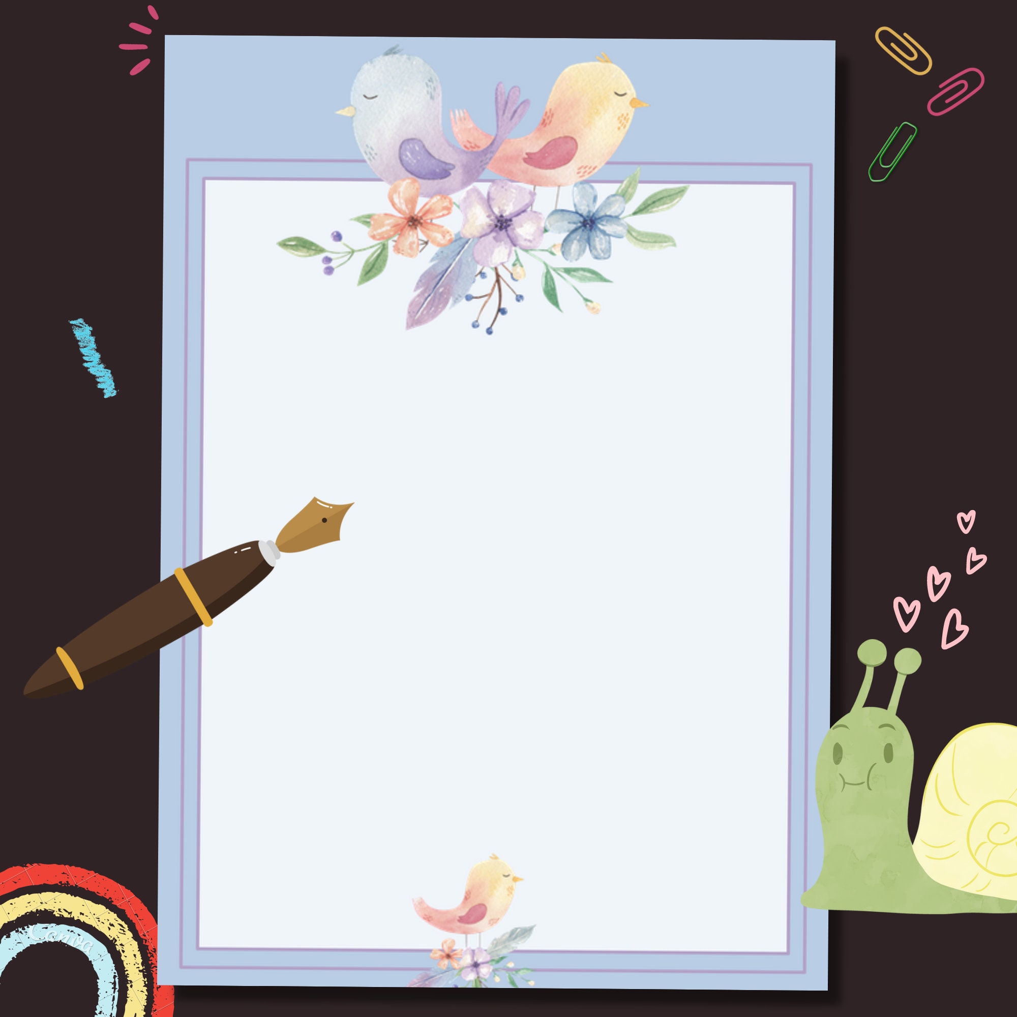Spring Birds PDF Digital Download Penpal Letter Writing Paper Instant ...