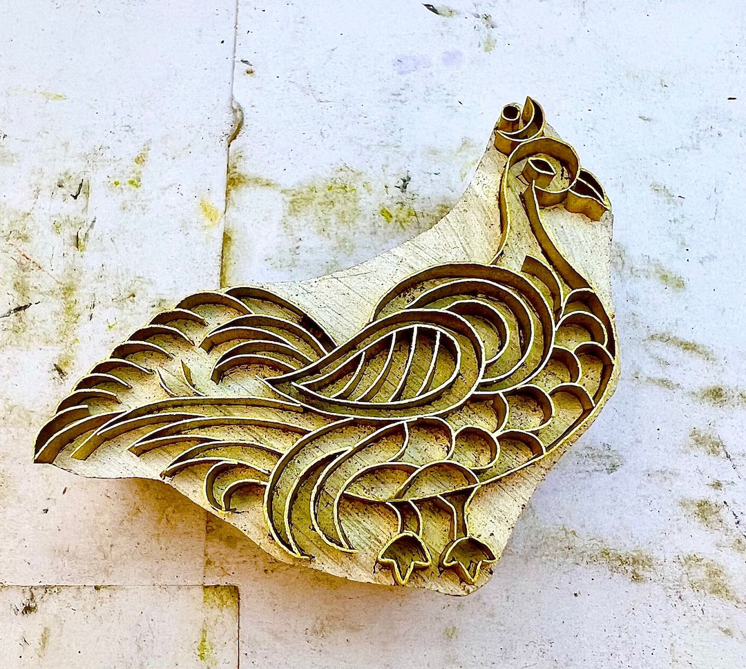 Peacock Printing Block Wooden Brass Peacock Design Block Wooden Peacock ...