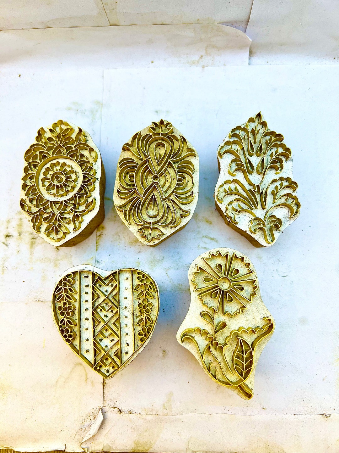 Creative Floral Designs DIY Fabric Textile Wooden Brass Stamps for ...