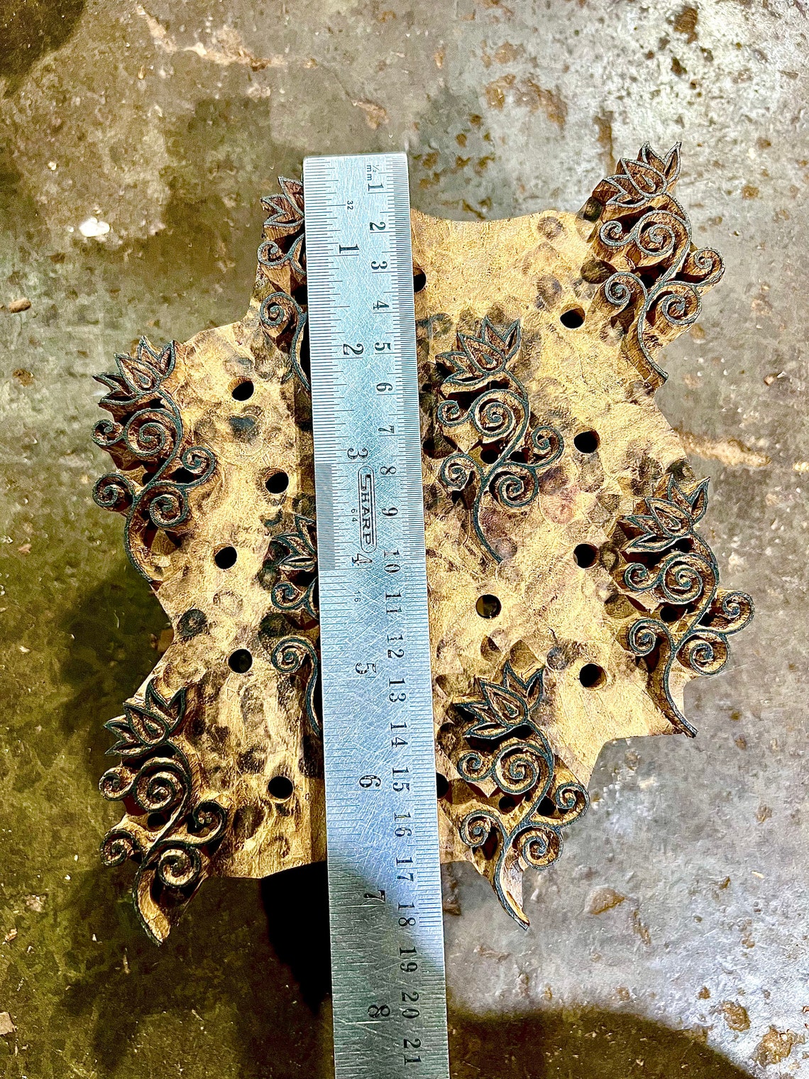 Two Color Printing Block Wooden Printing Two Color Stamp Floral Design ...