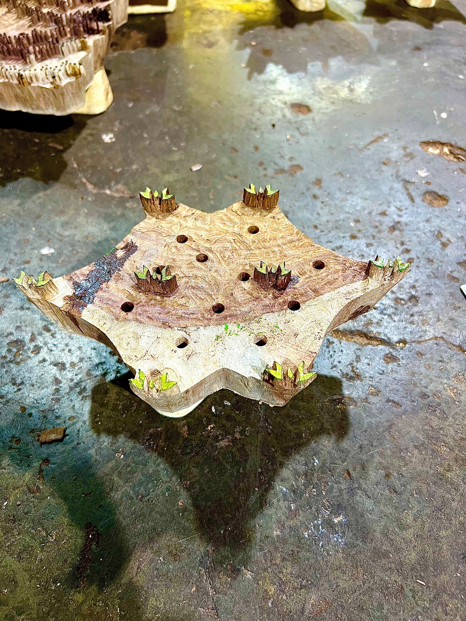 Two Color Printing Block Wooden Printing Two Color Stamp Floral Design ...