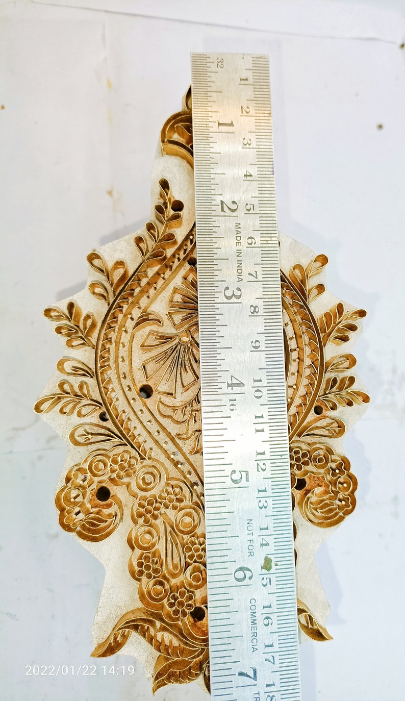 Wooden Brass Stamps Large Floral Design Buta Block Wooden Printing ...