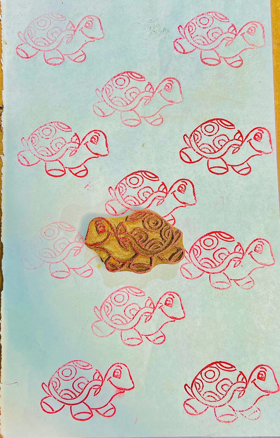 Turtle Printing Block Wooden Turtle Block Printing Turtle Design Block ...