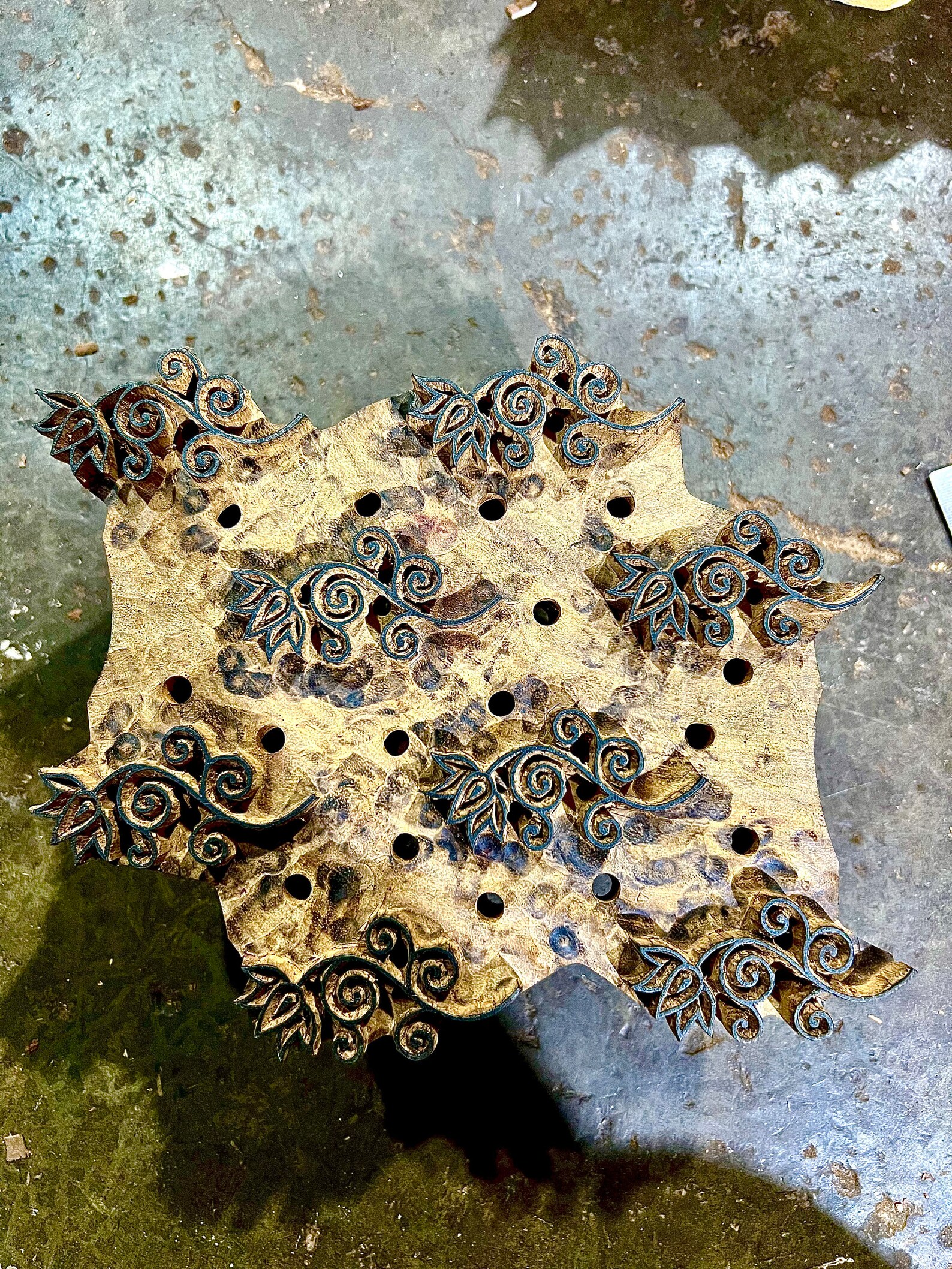 Two Color Printing Block Wooden Printing Two Color Stamp Floral Design ...