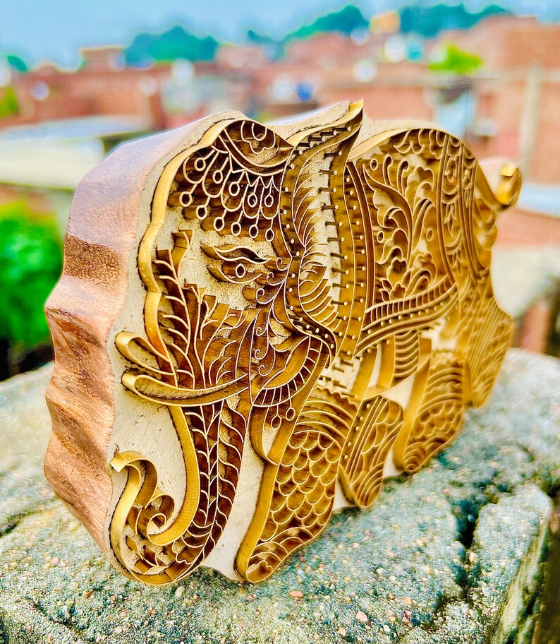 Wooden Brass Block Elephant Design for Textile Printing DIY Clay ...