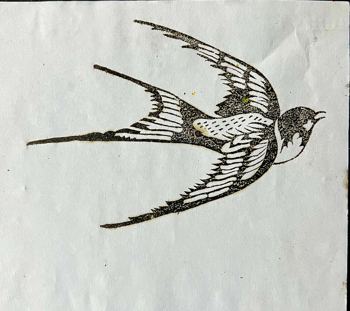 Bird Block Bird Stamp Hand Carved Block Bird Design Block Sparrow ...