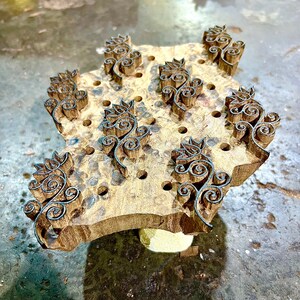 Two Color Printing Block Wooden Printing Two Color Stamp Floral Design ...