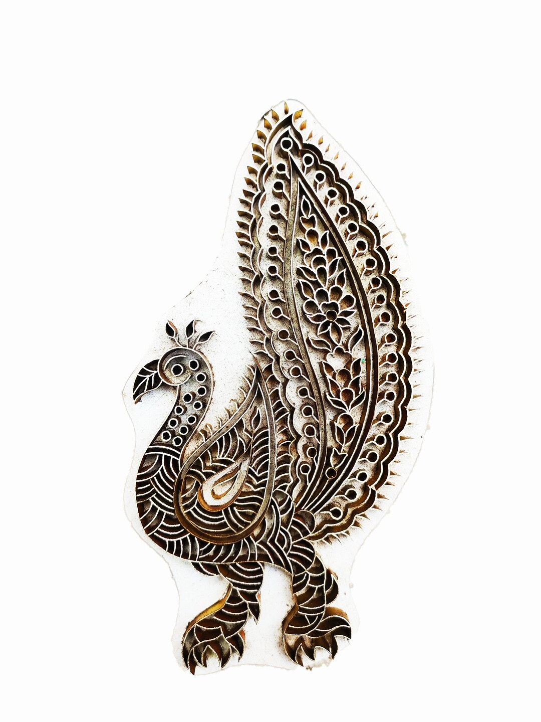 Peacock Design Stamps, Wooden Brass Block Peacock Design Block, for ...