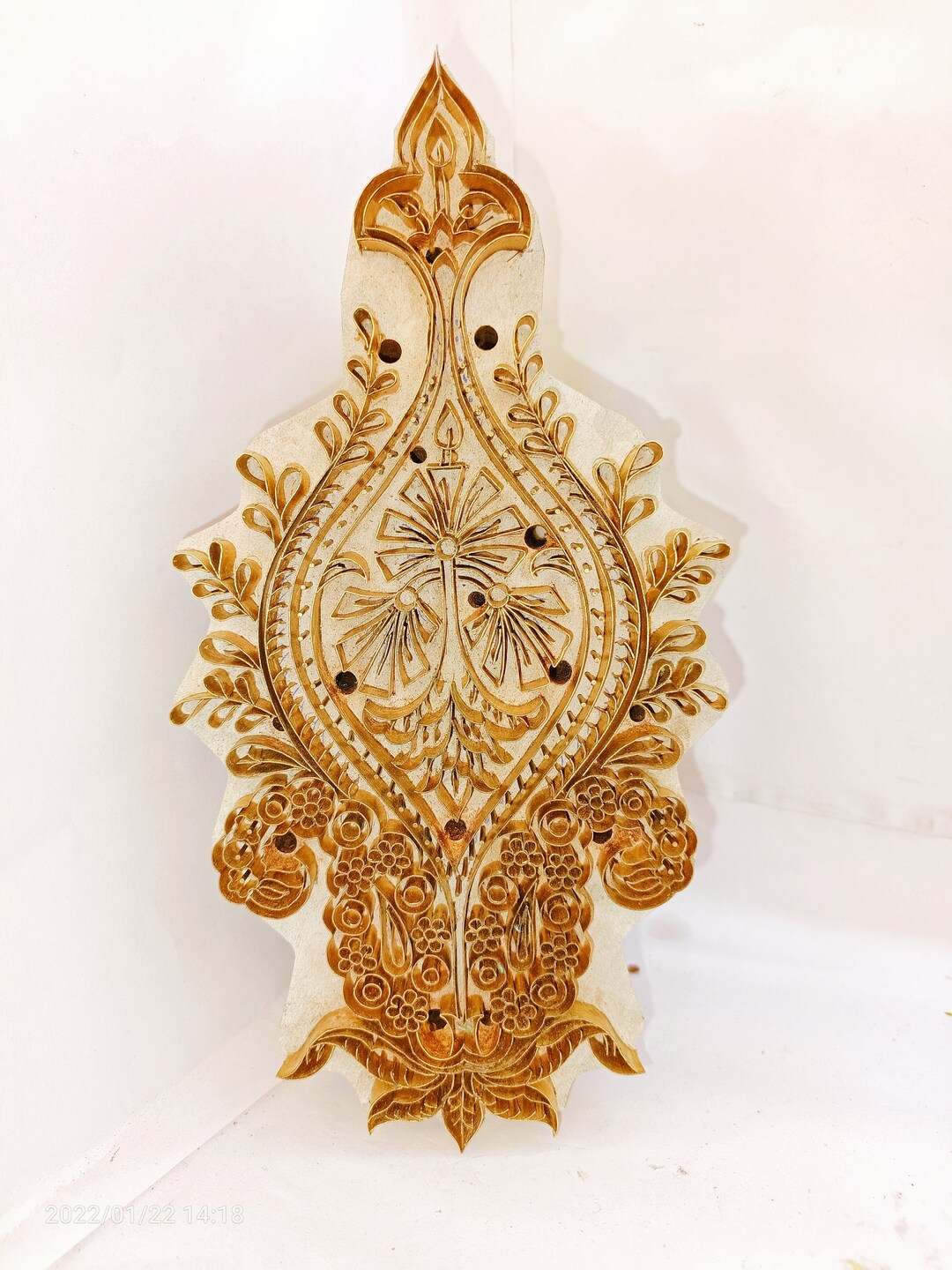 Wooden Brass Stamps Large Floral Design Buta Block Wooden Printing ...