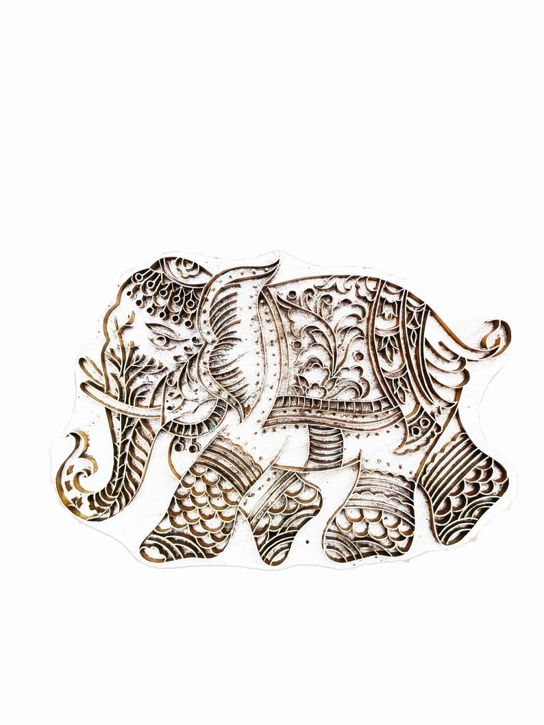 Wooden Brass Block Elephant Design for Textile Printing DIY Clay ...