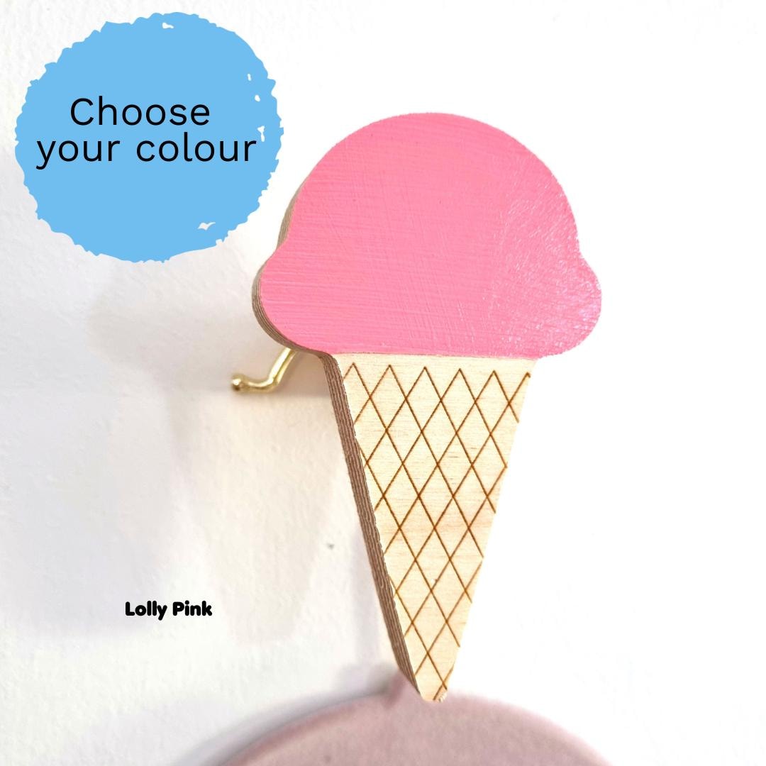 Ice Cream Cone Wall Hook: Hand-painted Play Kitchen Decor - Etsy