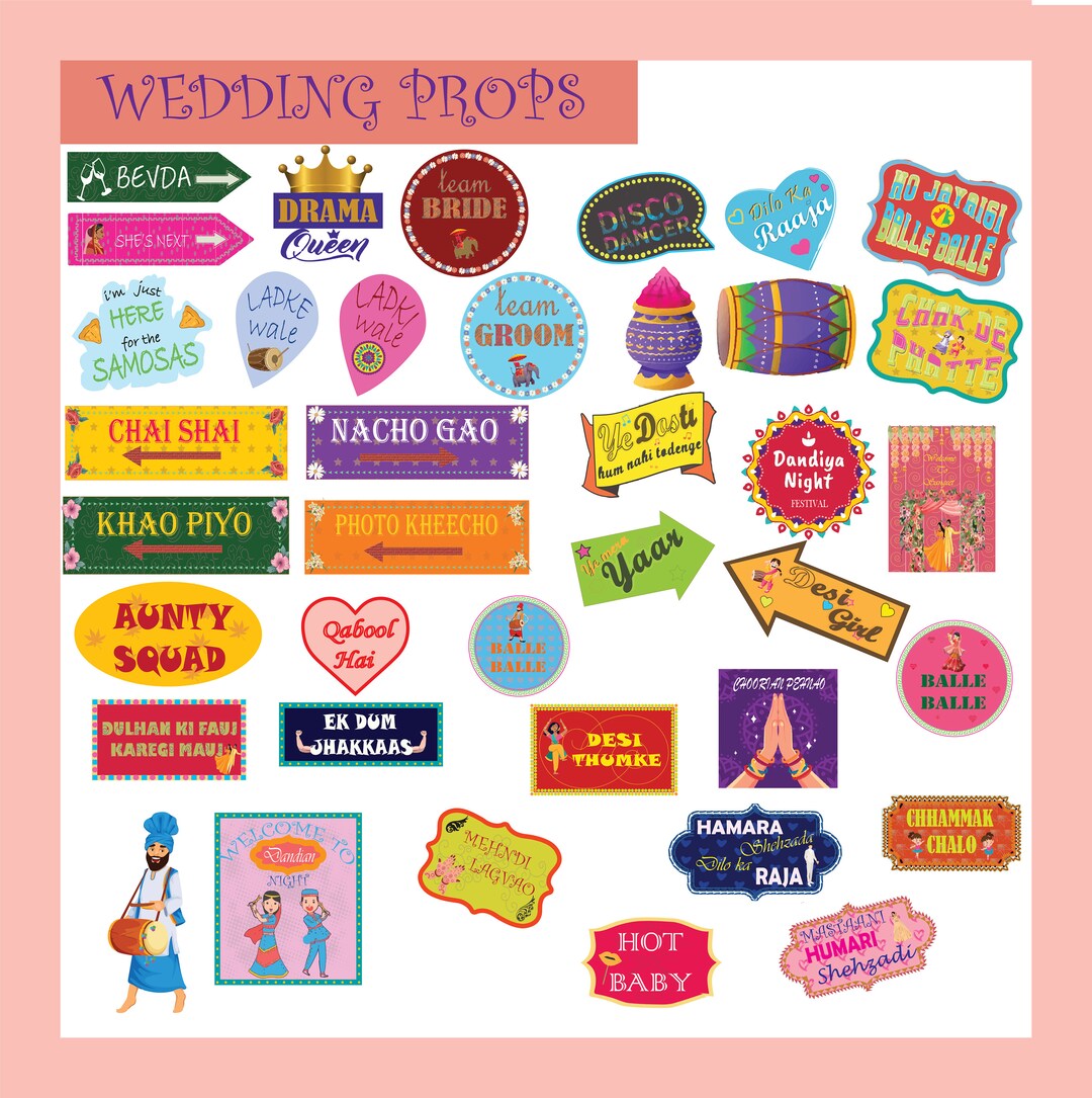 57 Desi Wedding Photobooth Photo Props Indian Wedding - Etsy UK