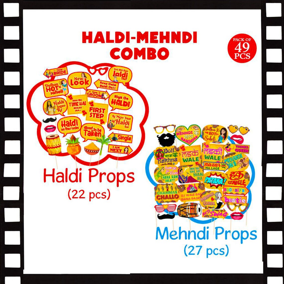 Mehandi Props for Photoshoot ,haldi Props for Bride and Family,bride to ...