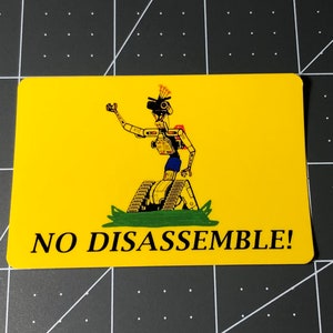NO Disassemble Johnny 5 80s Movie Gadsden Flag vinyl Sticker Water ...