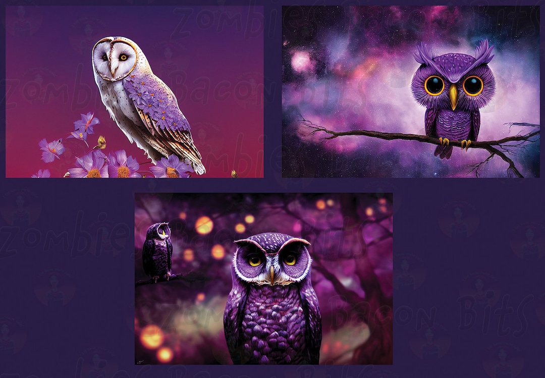 3 Pack of Purple Owl Wallpapers - PNG - Digital Download - Desktop Background - - Etsy