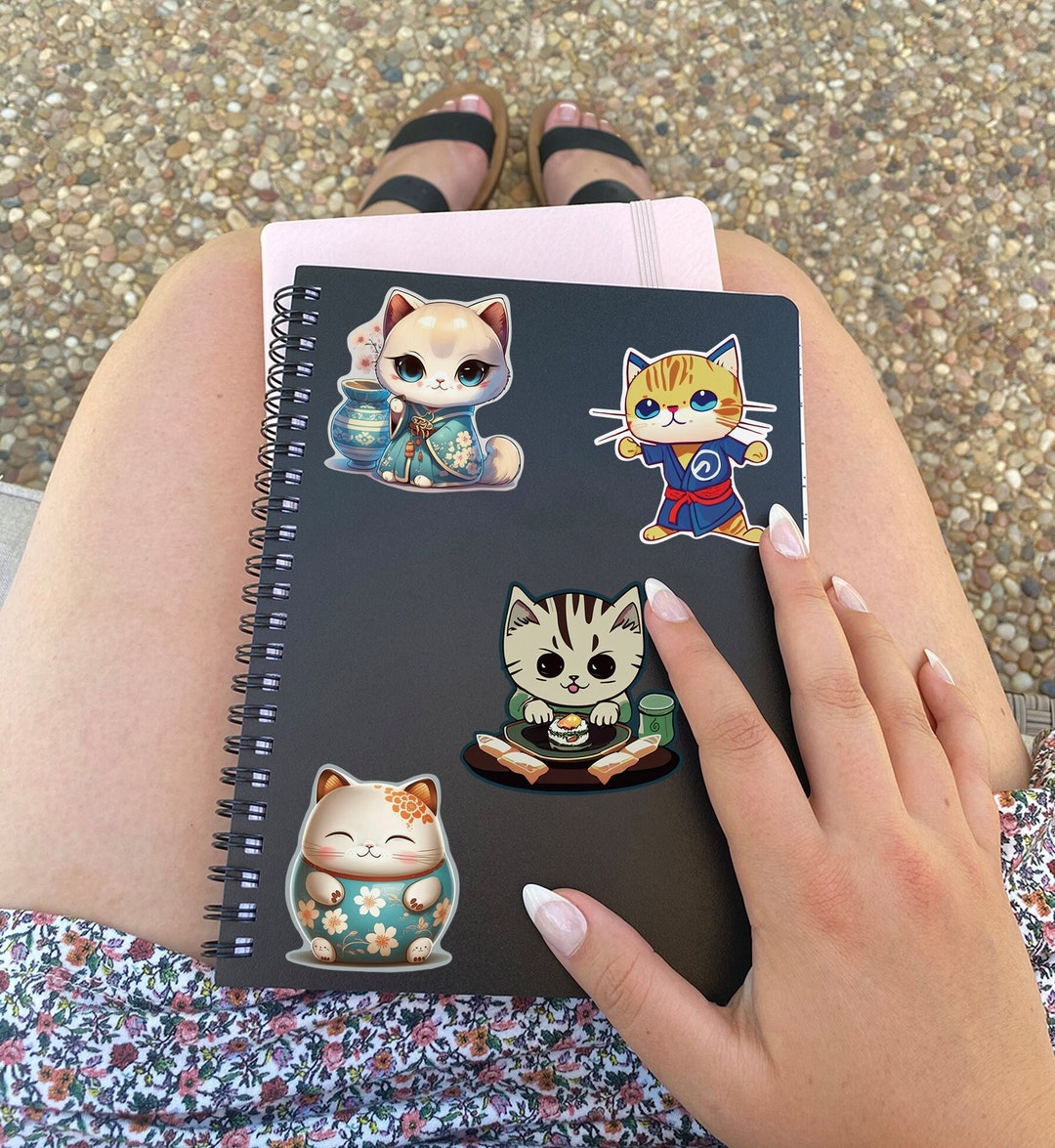 Cute Chibi Cat Stickers - Vinyl Sticker - Bottle Sticker - Laptop ...
