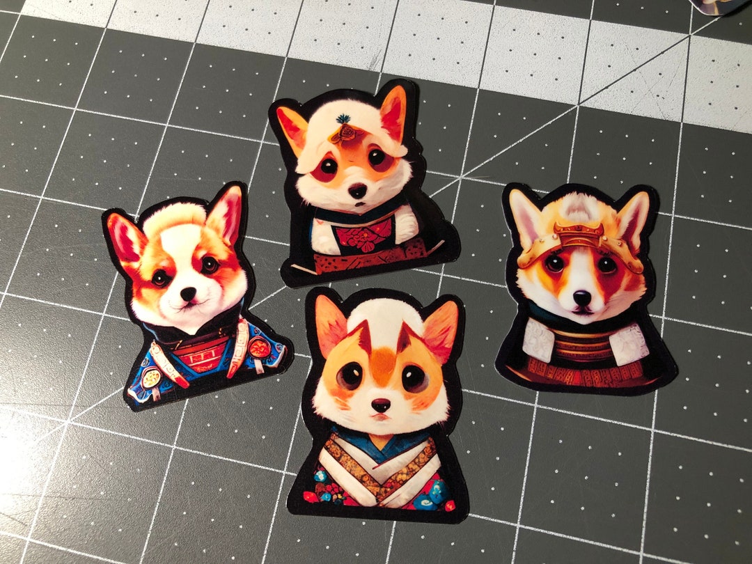 Samurai Corgi 4 Sticker Pack! - Water Bottle Sticker - Laptop Sticker ...